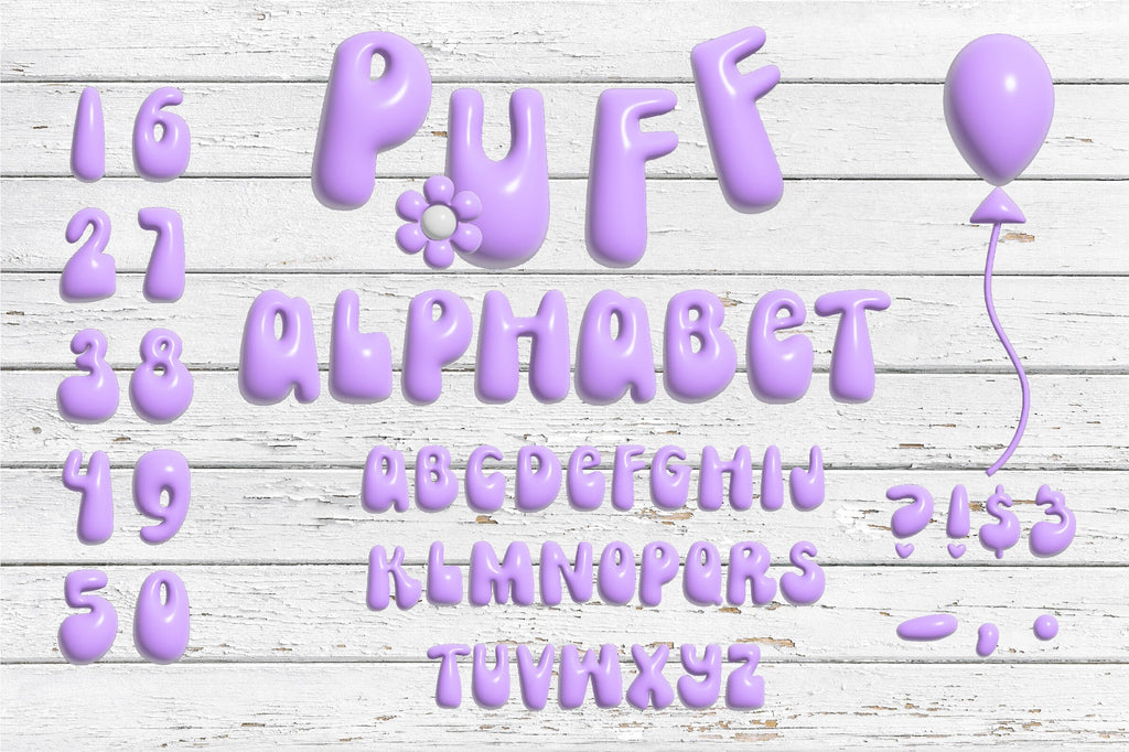 3D Inflated Puff Alphabet Sublimation Bundle PNG - So Fontsy