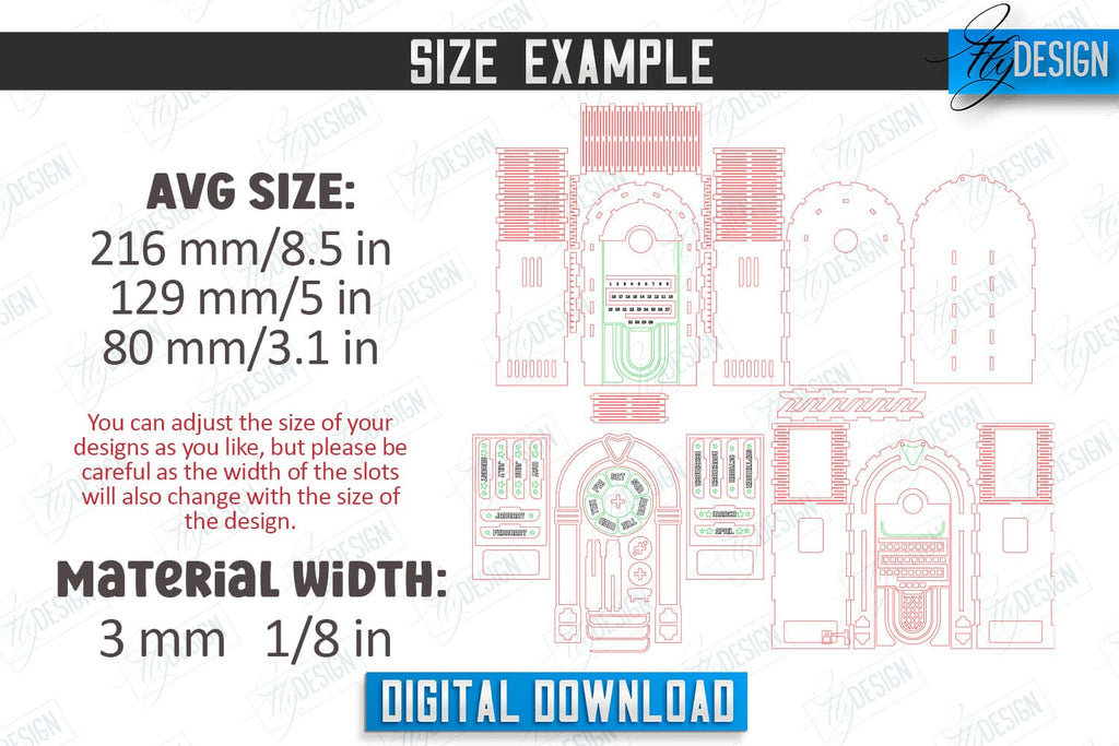 3D Jukebox Puzzle | Desktop Jukebox Calendar | Retro Jukebox | CNC File ...