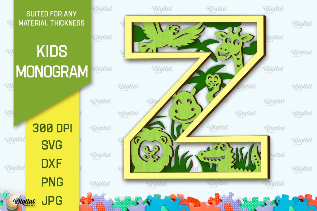 3D Laser cut Monogram Letter Z. Kids alphabet wall sign SVG - So Fontsy