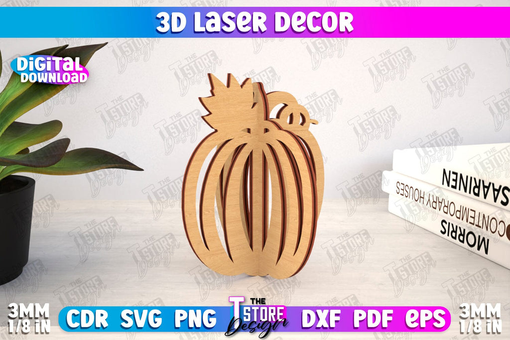 3D Laser Décor | Pumpkin Shape | Wooden Decorative Figurine | Home ...