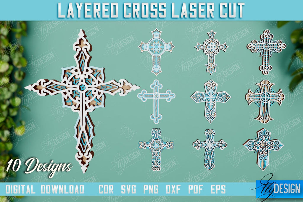 3D Layered Cross Bundle | Christian Symbols | Religious Signs | CNC ...