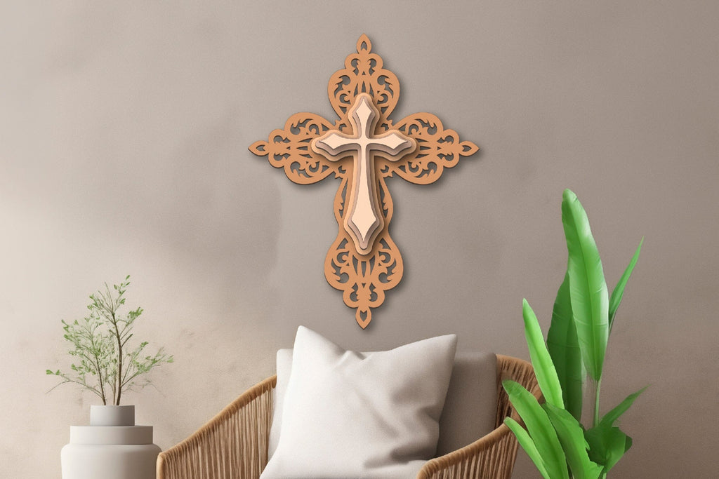 3d Layered Cross SVG EPS Template For Laser, Paper - So Fontsy