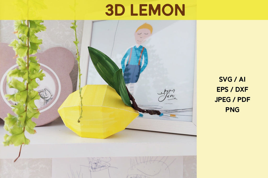 3D lemon SVG 3D fruit papercut template SVG Summer svg - So Fontsy
