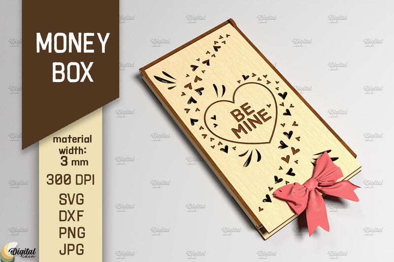 3D Money Box. Cash Gift Box Laser Cut. Money Holder SVG - So Fontsy