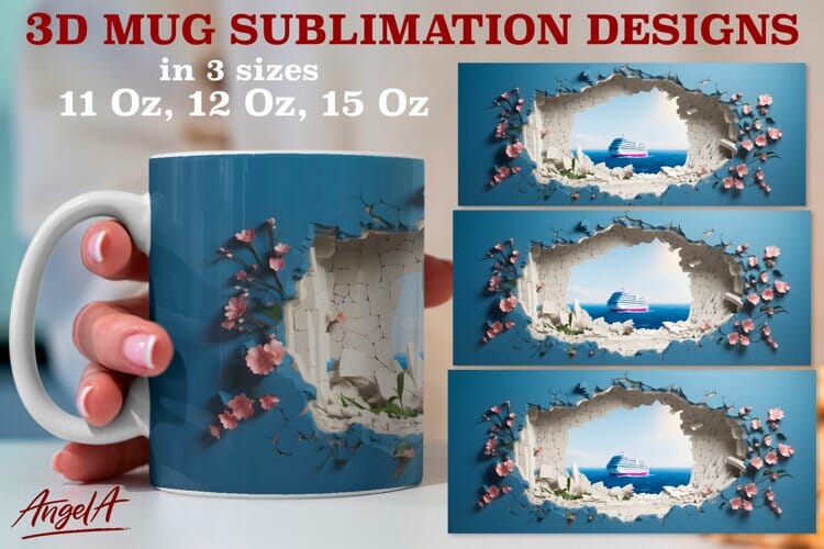 3d mug sublimation designs / travel cruise ship in the sea - So Fontsy