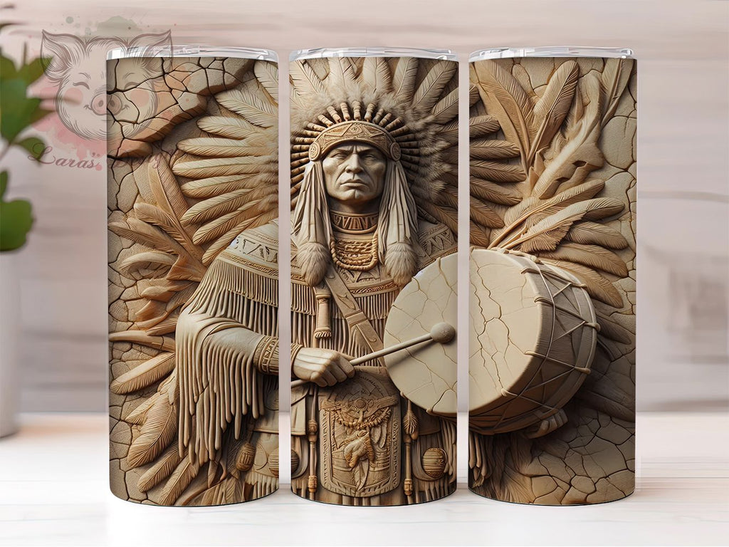 3D Native Tribal Carved Tumbler Wrap, Carved Wall Tumbler, Indigenous ...