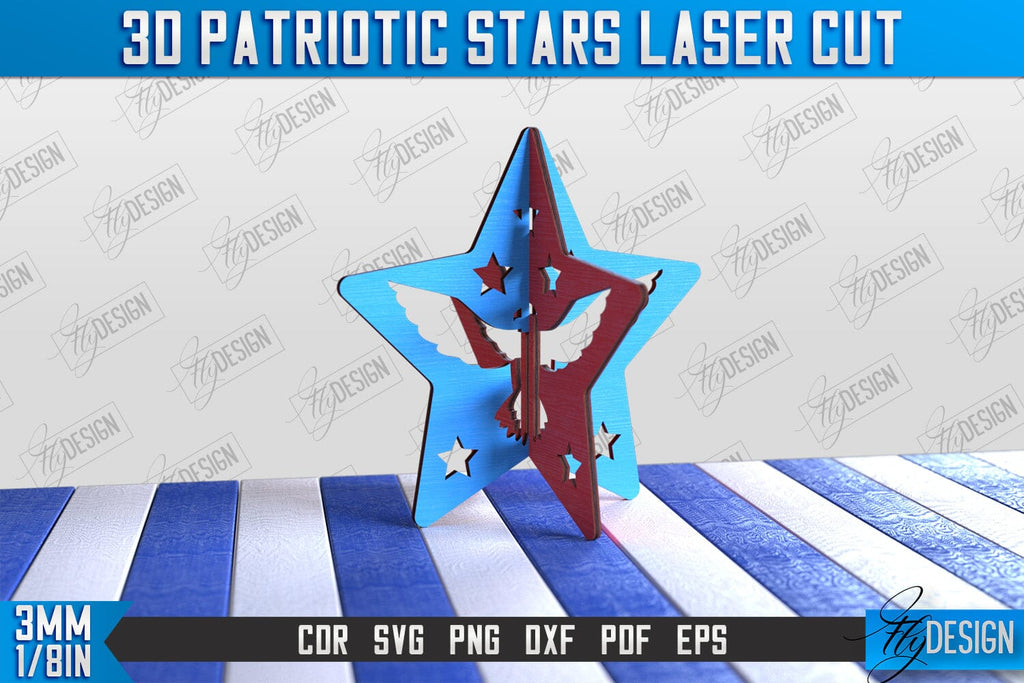 3D Patriotic Star Stand | Decorative Stand | Red White and Blue | CNC ...