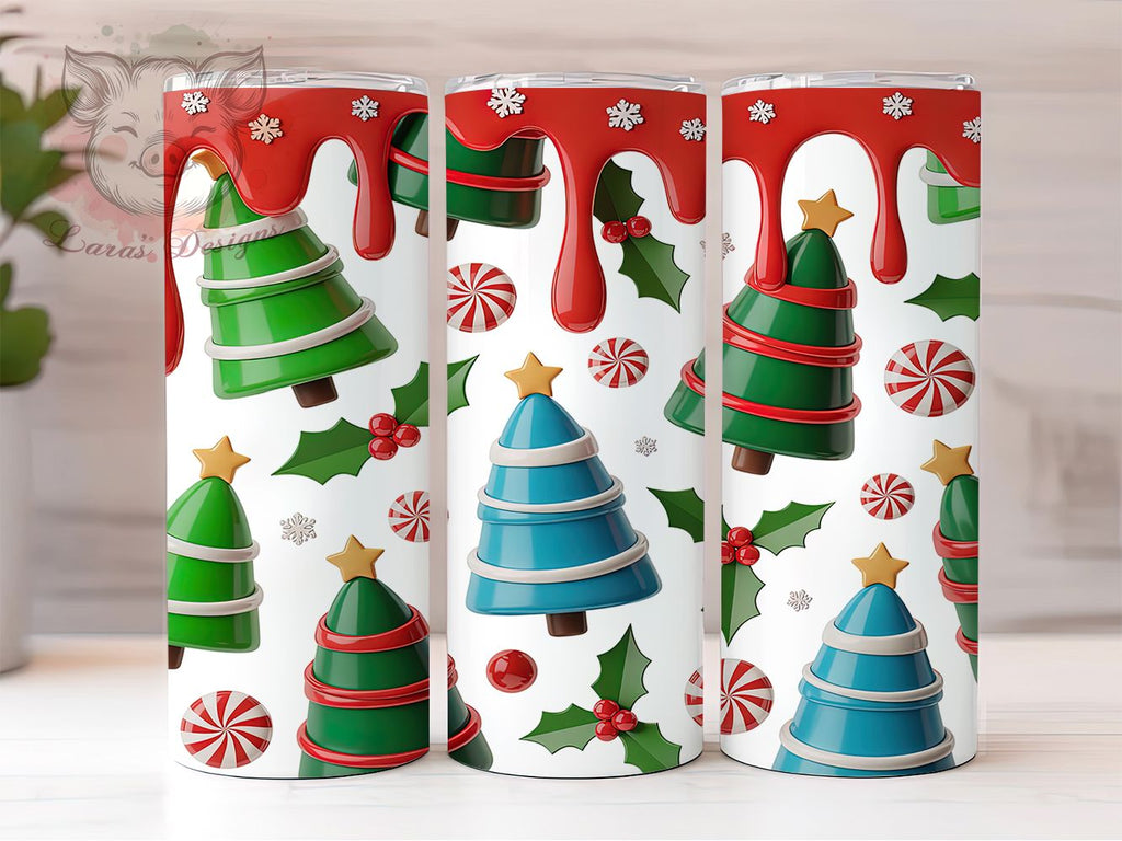 3D Puffy Christmas Tree Cake Tumbler, Puffy Snack Wrap, 3D Holiday ...