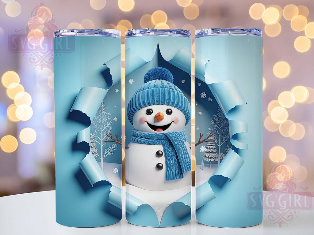 3D Snowman Hole in Wall Tumbler, Hole In A Wall Wrap, Christmas Snowman ...