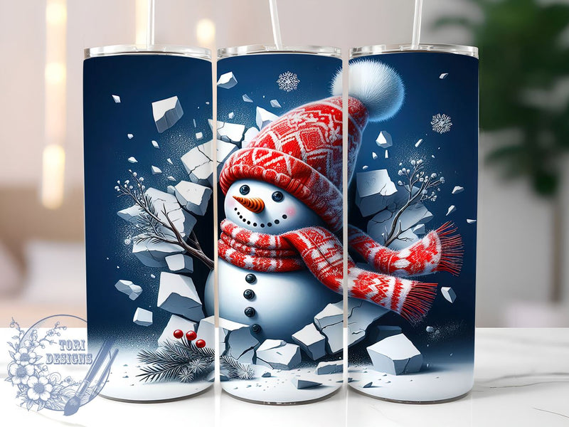 3D Snowman Tumbler, Christmas Wrap, 20oz Sublimation, Digital Download ...