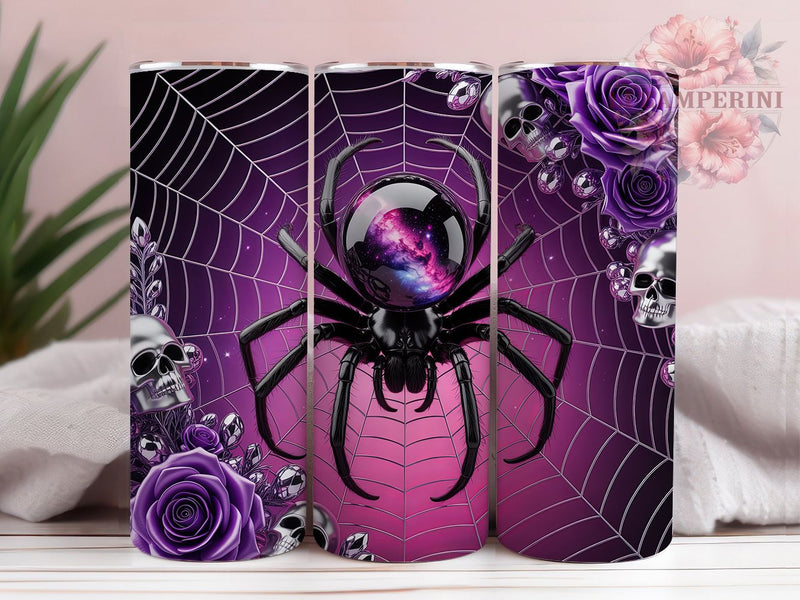 3D Spider Gothic Roses Tumbler, Gothic Roses Wrap, Inflated Halloween ...