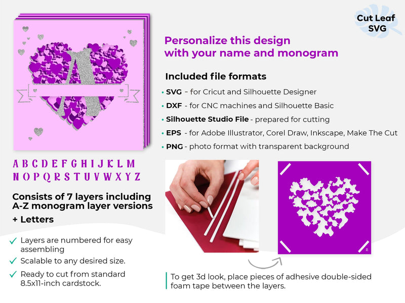 3D Split Monogram SVG A-Z Shadow Box, Monogram letters svg, Happy ...