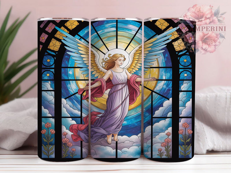 3D Stained Glass Angel Tumbler, Colorful Angel Wrap, Holy Angelic ...
