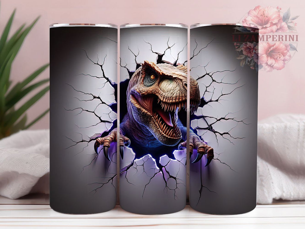 3D T-Rex Breakthrough 20oz Tumbler, Dinosaur Cracked Wall Mug, 3D ...