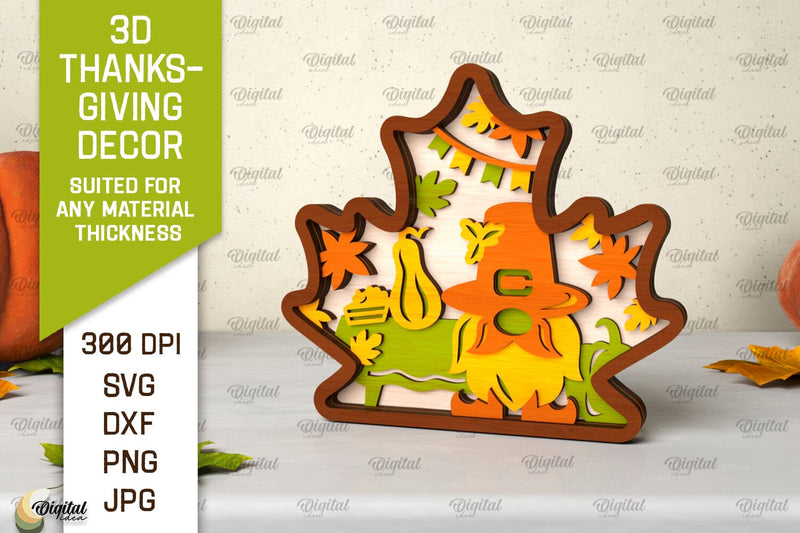 3D Thanksgiving decor Laser Cut Bundle. Layered stand SVG - So Fontsy