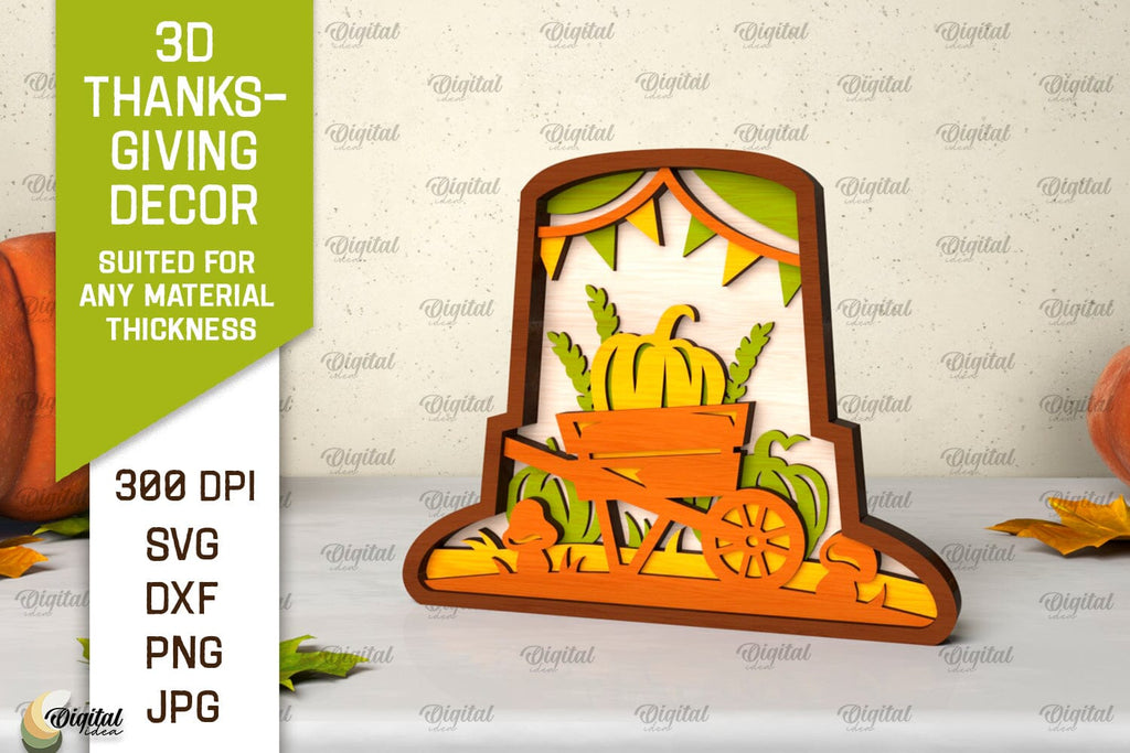 3D Thanksgiving decor Laser Cut. Layered fall SVG - So Fontsy