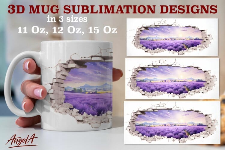 3d travel mug sublimation designs / lavender field France - So Fontsy