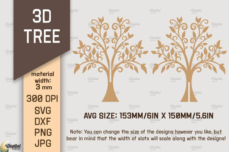 3D Tree SVG Bundle. Standing Tree Laser Cut. 3D Wood - So Fontsy