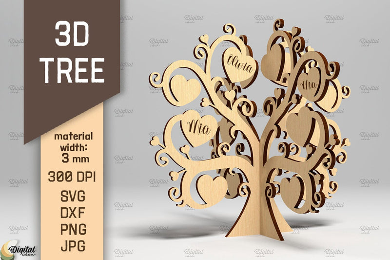 3D Tree SVG. Standing Tree Laser Cut. 3D Wood - So Fontsy