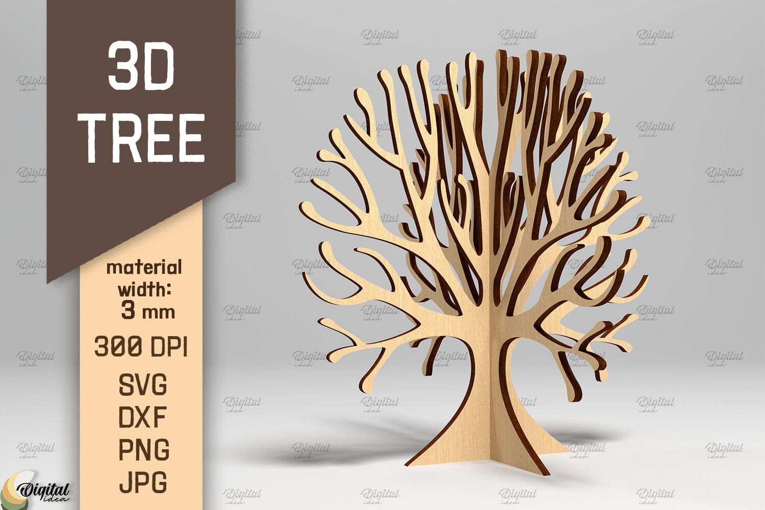 3D Tree SVG. Standing Tree Laser Cut. 3D Wood - So Fontsy