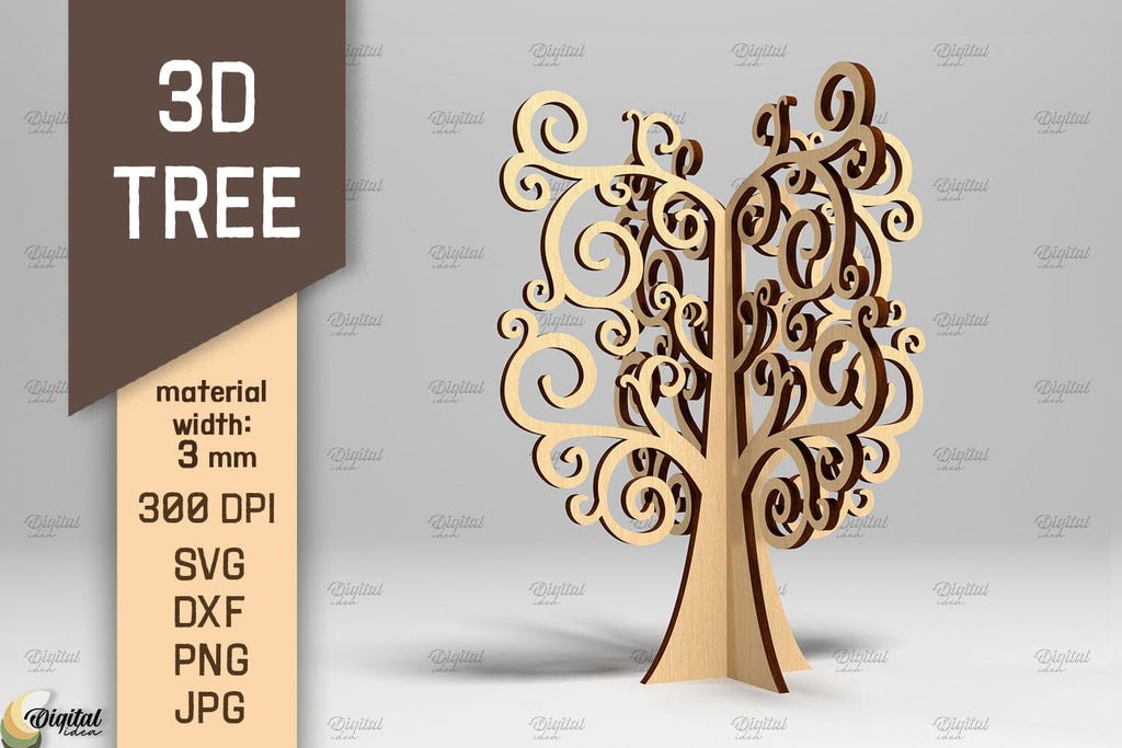 3D Tree SVG. Standing Tree Laser Cut. 3D Wood - So Fontsy