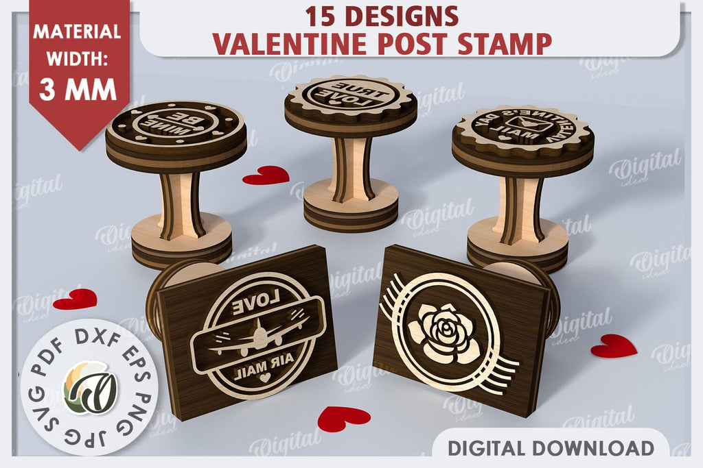 3D Valentine Stamps Laser Cut Bundle. Valentine Signs SVG - So Fontsy