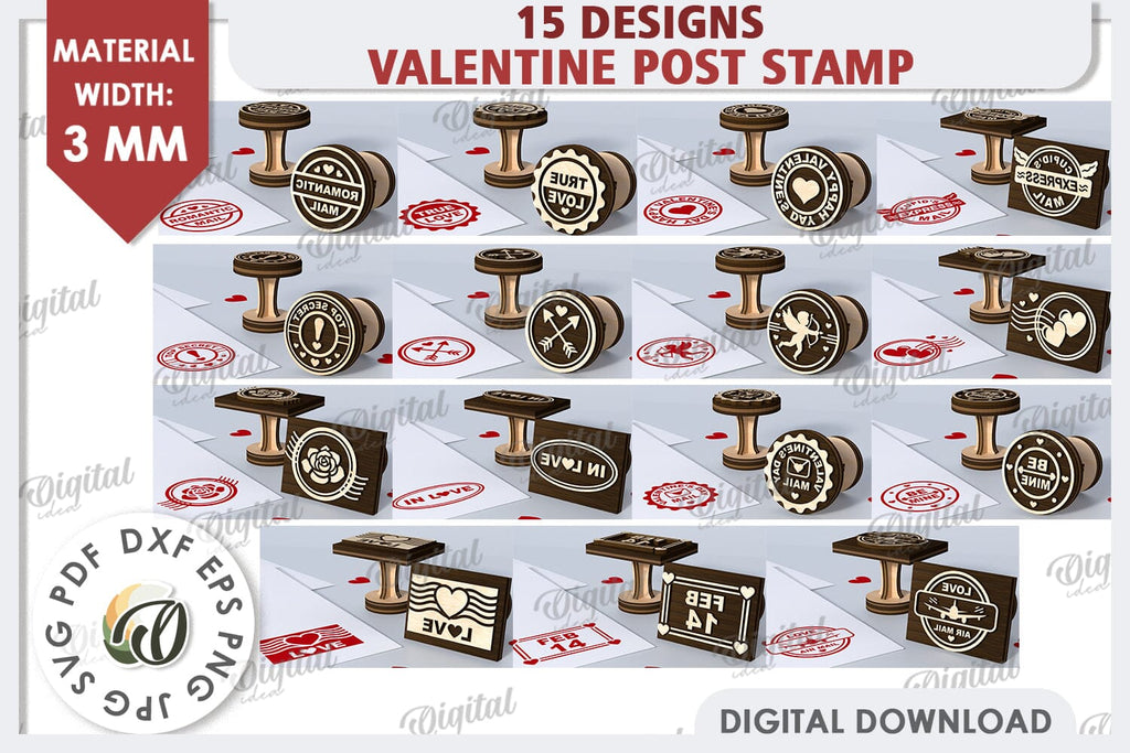 3D Valentine Stamps Laser Cut Bundle. Valentine Signs SVG - So Fontsy
