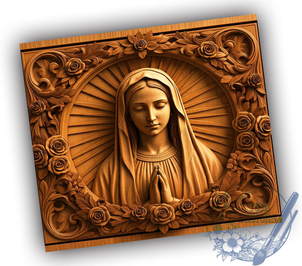 3D Virgin Mary Tumbler, 20oz Tumbler Wrap, Sublimation Design ...