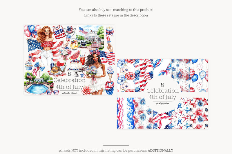 4th of July Clip Art Patriotic Illustrations | American Flag - So Fontsy