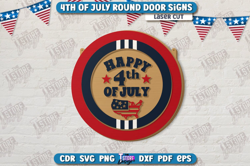 4th of July Door Sign Laser Cut | Patriotic Sign | Independence Day ...
