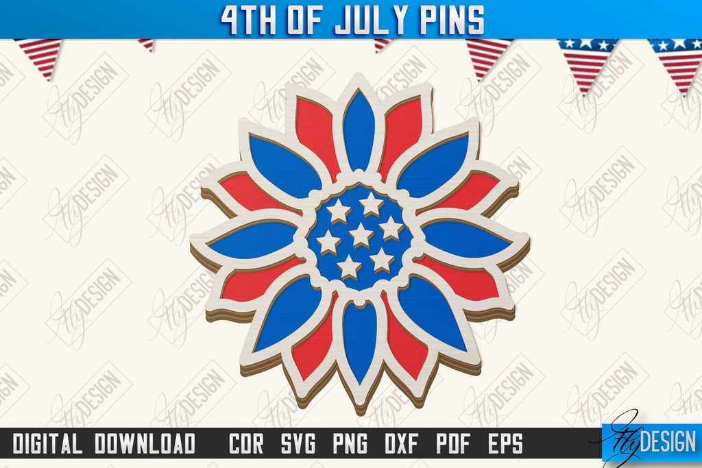 4th of July Pins Laser Cut Bundle | Patriotic Sign | Independence Day ...