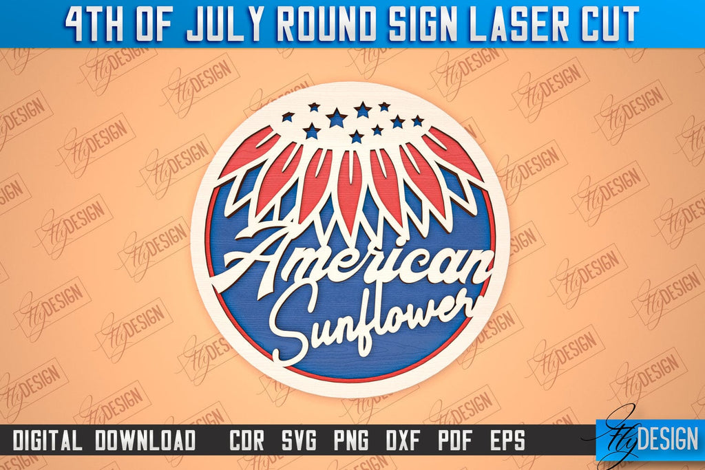 4th of July Round Sign | Patriotic Round Sign | Decorative Sign | Red ...