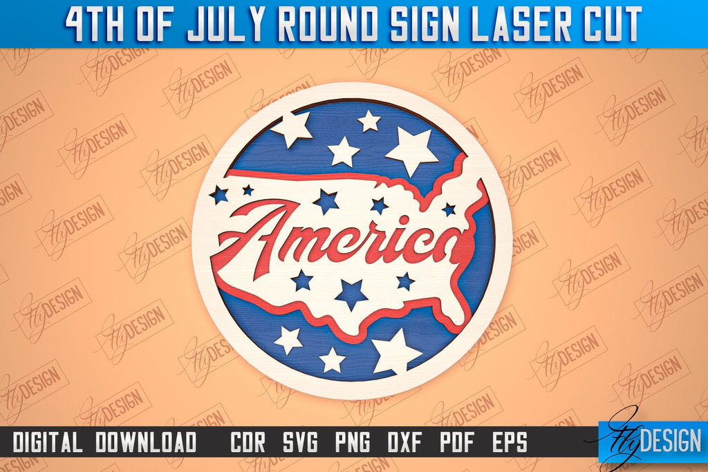 4th of July Round Sign | Patriotic Round Sign | Decorative Sign | Red ...