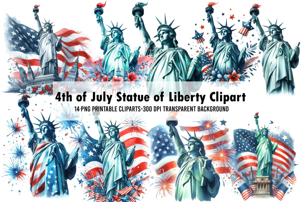 4th of July Statue of Liberty Clipart - So Fontsy