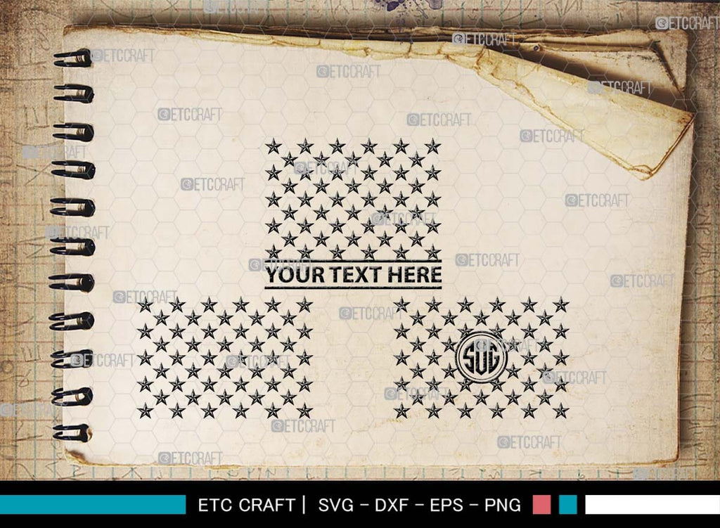 50 Stars Monogram, 50 Stars Silhouette, Stars SVG, Fifty Stars Svg ...