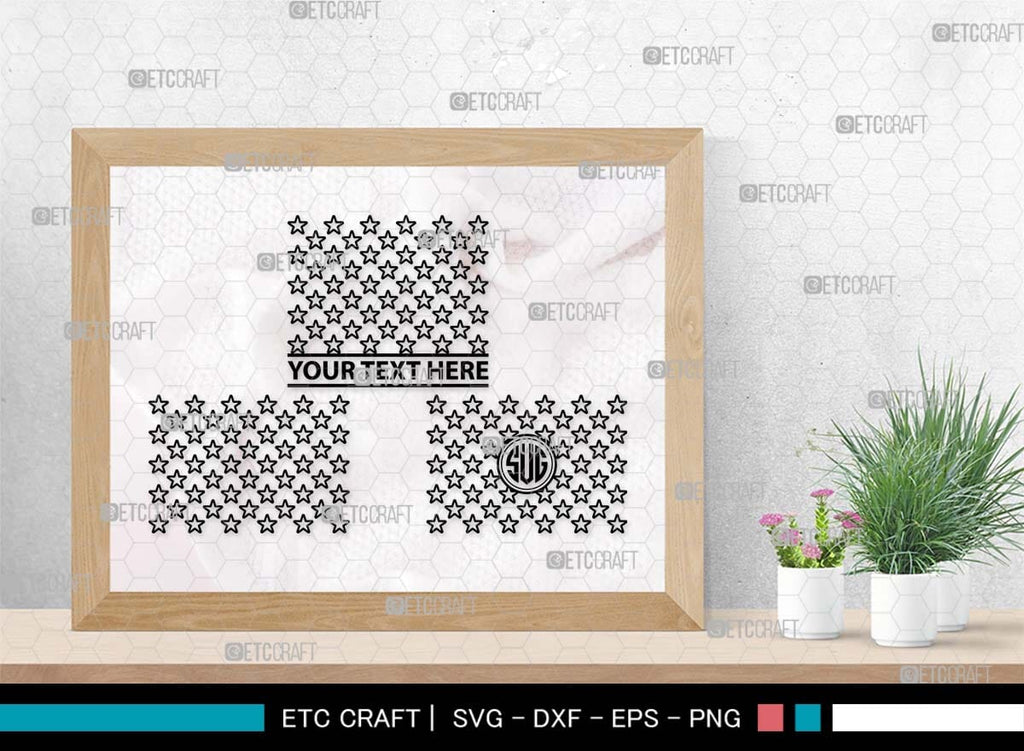 50 Stars Monogram, 50 Stars Silhouette, Stars SVG, Fifty Stars Svg ...