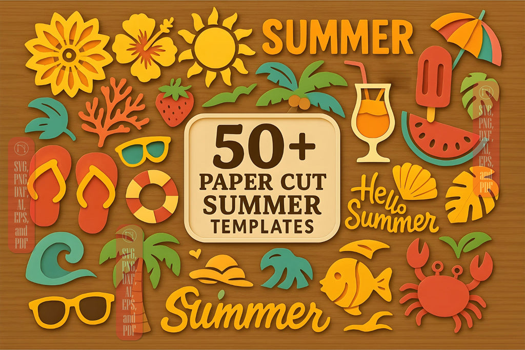 50+ Summer Paper Cut SVG Mega Bundle - So Fontsy