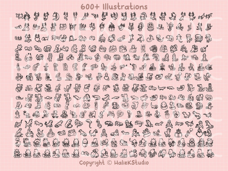 600+ Reptiles and Amphibian SVG Design Set - So Fontsy