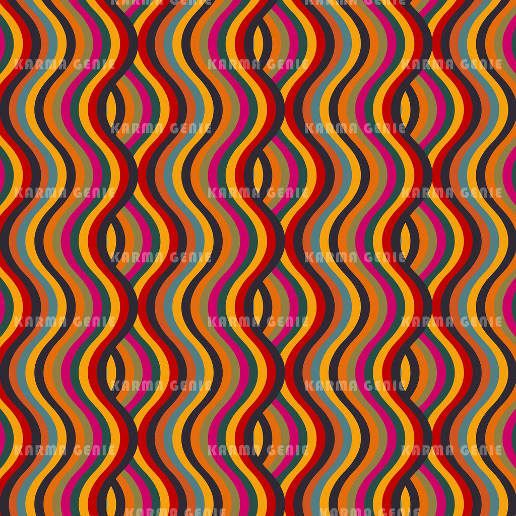 60s 70s Mid Century Retro Wavy Striped Pattern Digital Paper - So Fontsy