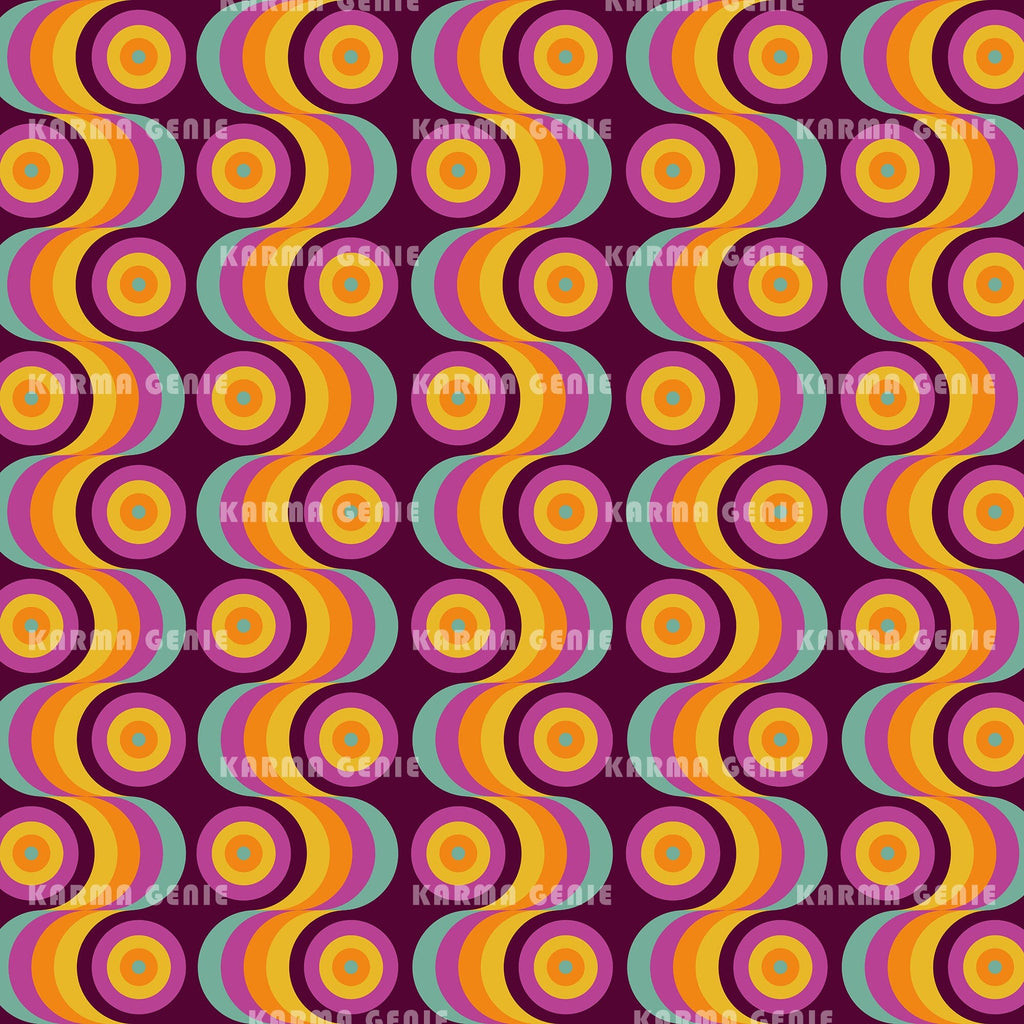 60s 70s Retro Wavy Stripes And Circles Vintage Mid Century Pattern ...
