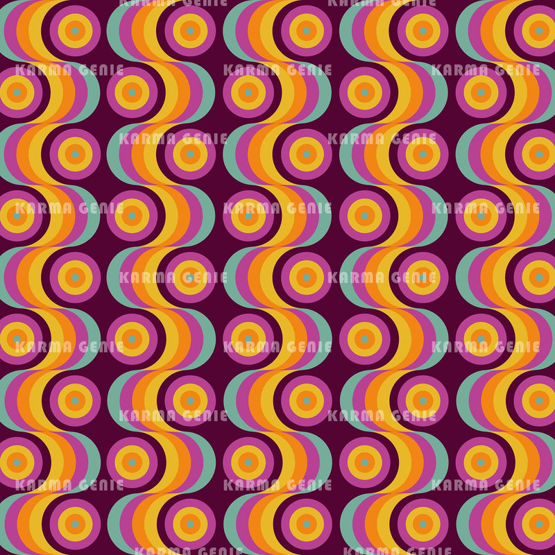 60s 70s Retro Wavy Stripes And Circles Vintage Mid Century Pattern ...