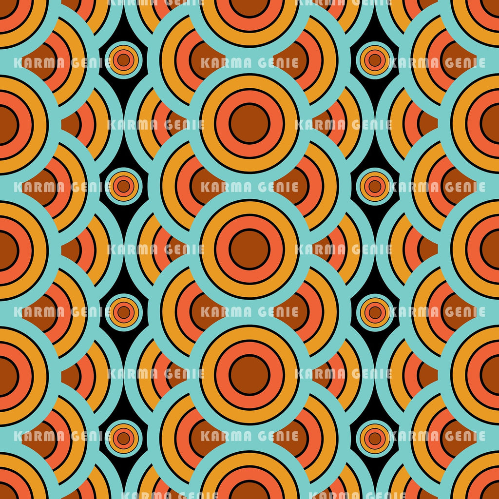60s 70s Style Retro Modern Circles Vintage Mid Century Pattern Digital ...