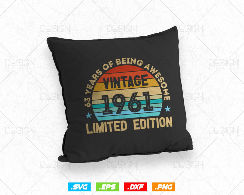 63 Years Of Being Awesome Vintage Limited Edition Birthday Vector T ...
