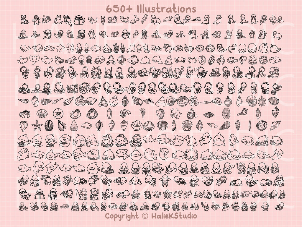 650+ Sea Animals SVG Design Set - So Fontsy