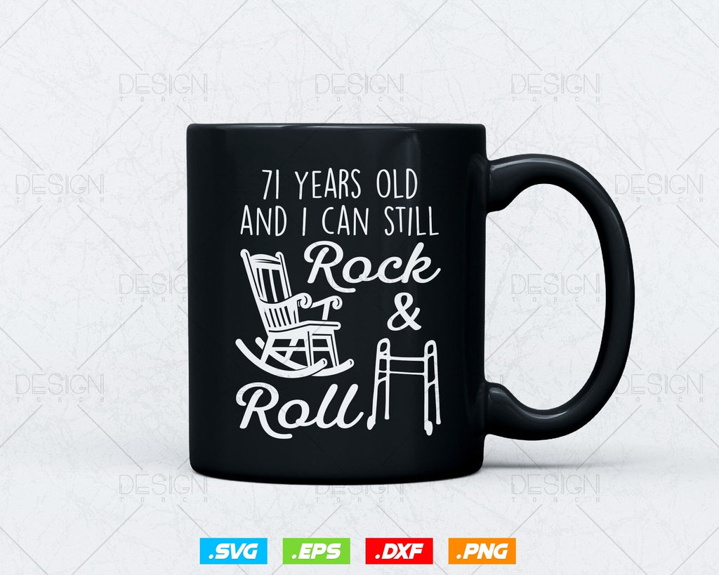 71 Years Old Rock & Roll Birthday Svg Png, 71th Birthday Clipart T ...