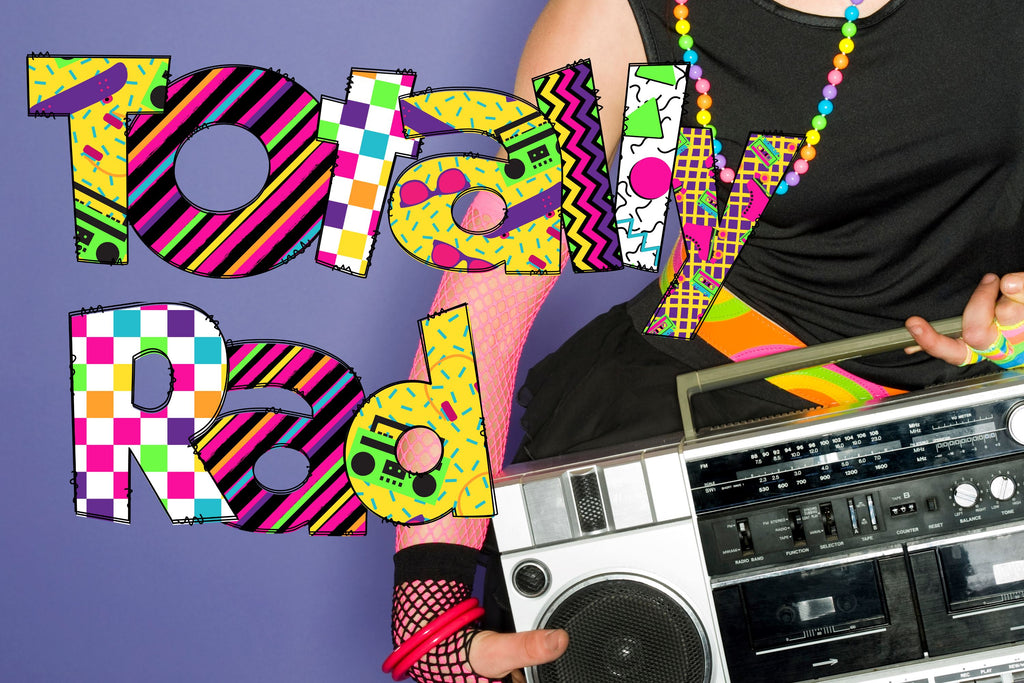 80s Doodle Alphabet, 80s Retro Alpha Set With Clipart PNG - So Fontsy