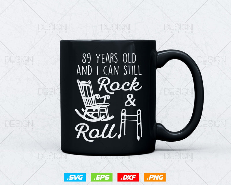 89 Years Old Rock & Roll Birthday Svg Png, 89th Birthday Clipart T ...