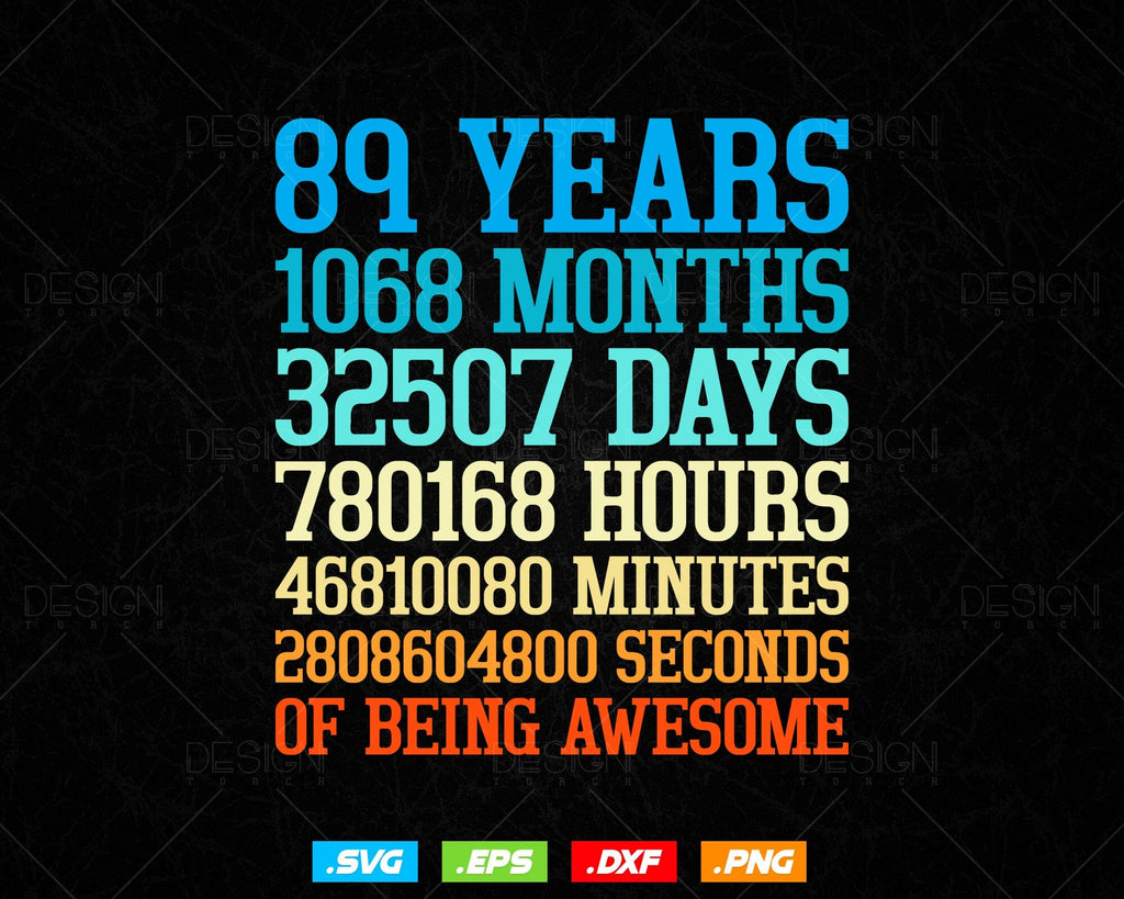 89th Birthday,89th Birthday Svg,89th Birthday Tshirt,89th Birthday ...