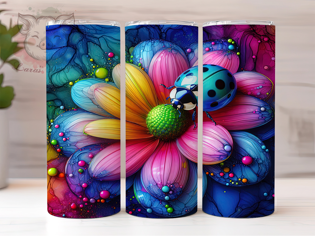 Neon Glow Ladybug Tumbler, Ladybug Pattern, Bright Colorful Wrap, Cute ...