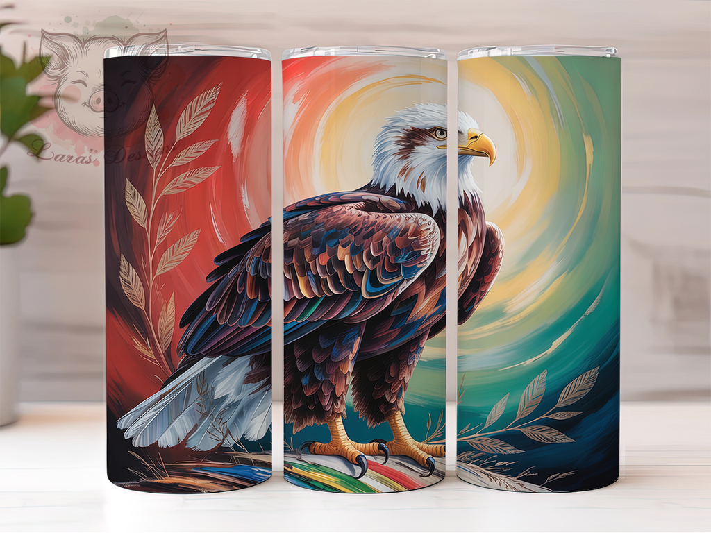 Watercolor Bald Eagle Tumbler, Patriotic Eagle Wrap, Wildlife Animal ...